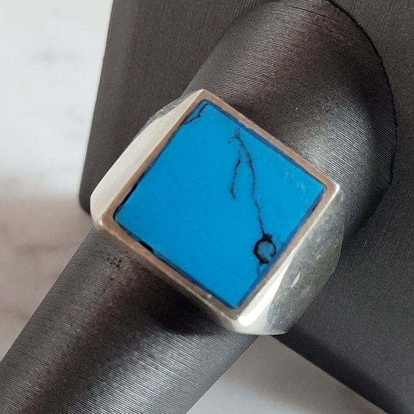 Accessories | Mens Vintage Estate Sterling Silver Turquoise Modernist ...